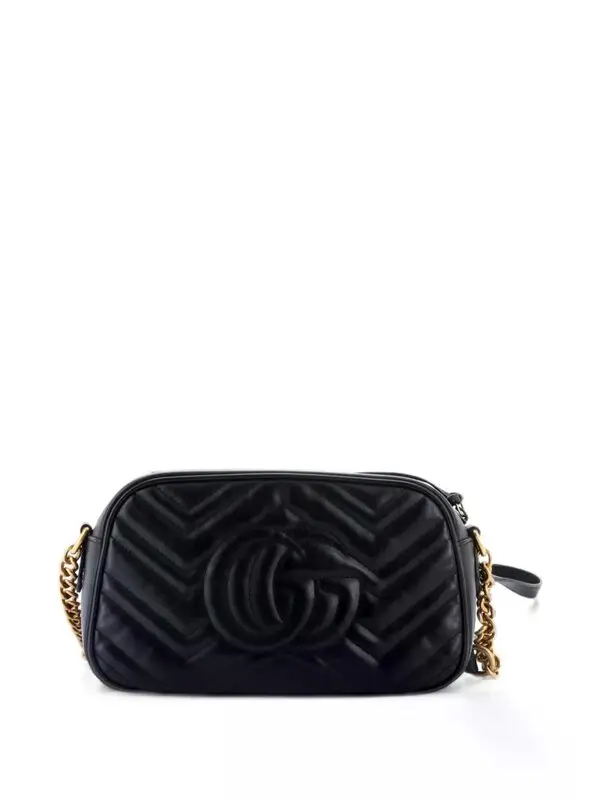 Gucci Gg Marmont Shoulder Bag Matelasse Leather Small Crossbody Bag - Black
