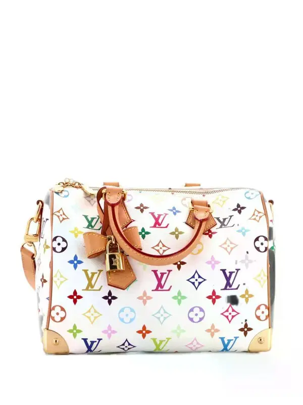 LOUIS VUITTON X Takashi Murakami Speedy Soft Bandouliere Bag Monogram Multicolor 25 Satchel - White