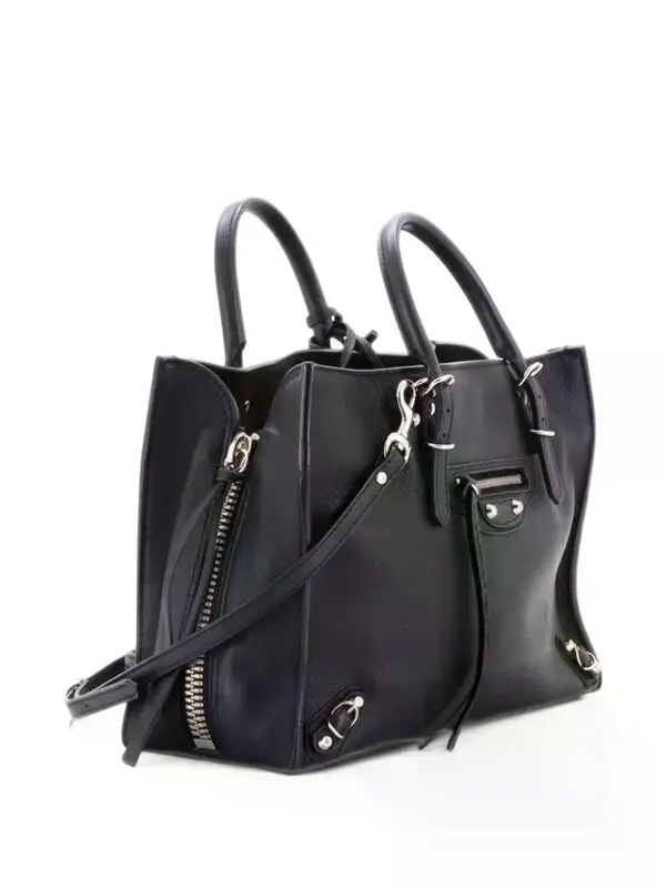 Balenciaga Papier A4 Zip Around Classic Studs Bag Leather Mini Tote Bag - Black
