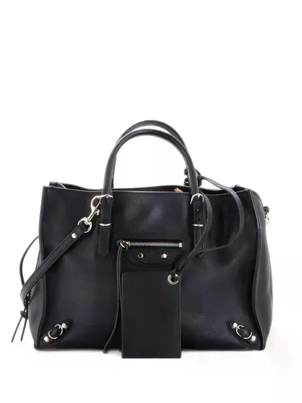 Balenciaga Papier A4 Zip Around Classic Studs Bag Leather Mini Tote Bag - Black