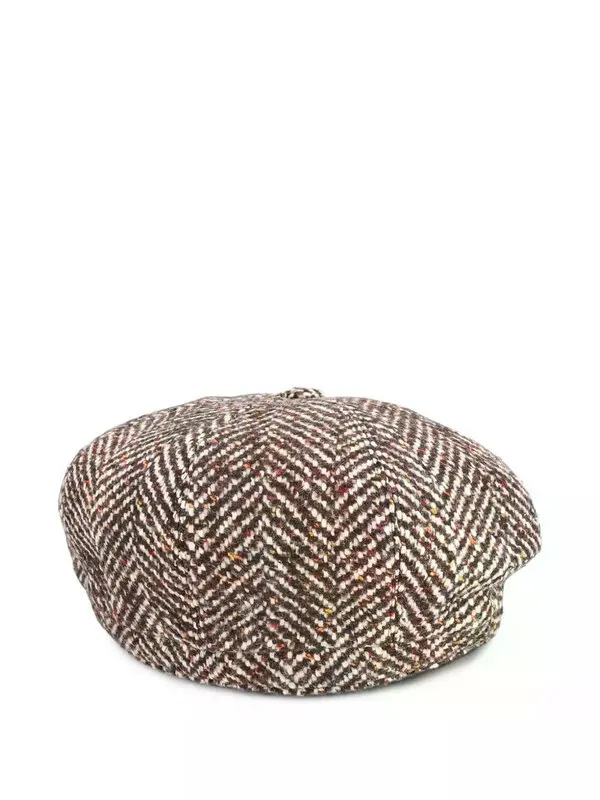 Tagliatore Checked Herringbone Flat Cap