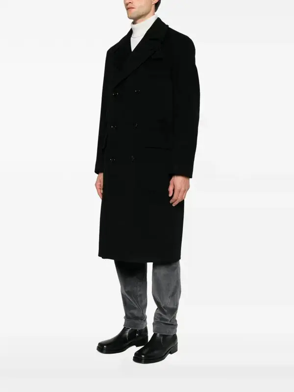 LARDINI Notch-lapel Double-breasted Coat - Black
