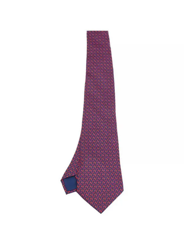 Hermès H Print Silk Tie - Blue