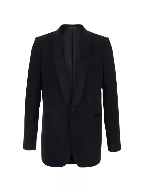 Emporio Armani Single-button Tuxedo Jacket With A Satin Shawl Lapel - Black