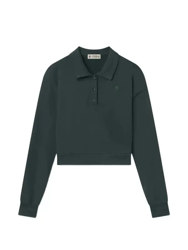Eterne Polo-collar Cropped Sweater - Green