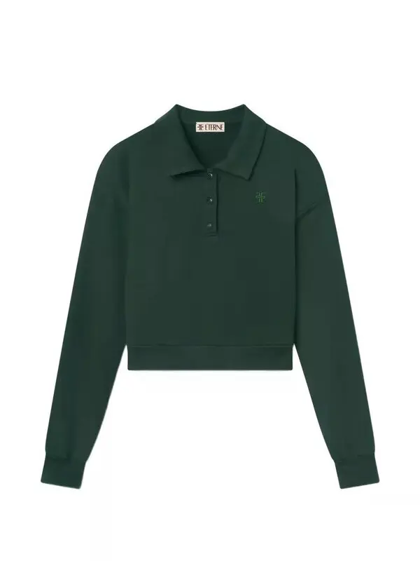 Eterne Polo-collar Cropped Sweater - Green