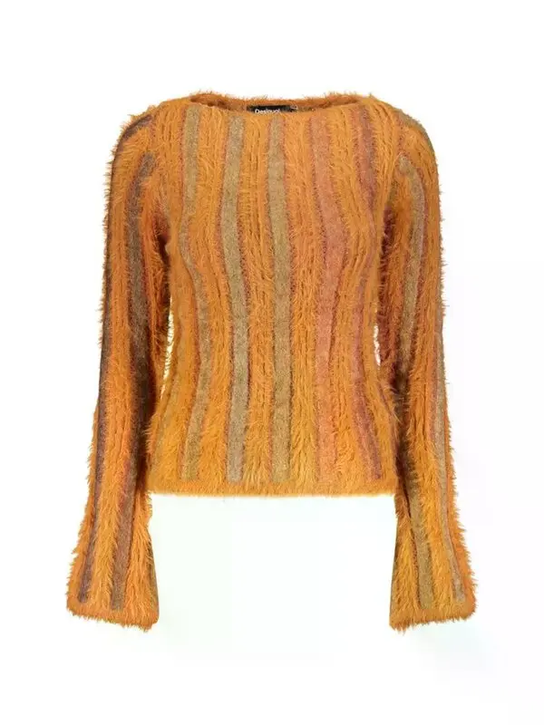 Desigual Vertical-stripe Faux-fur Sweater - Orange
