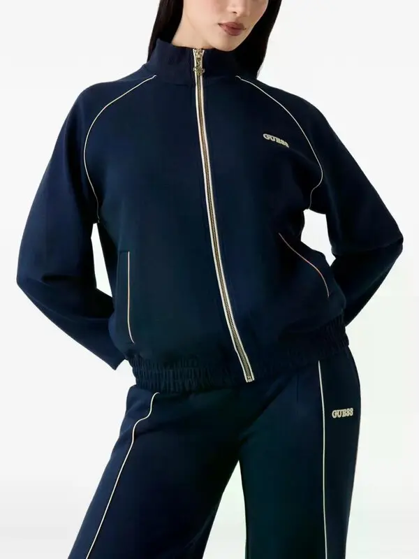 Guess High-neck Sfull-zip Weater - Blue