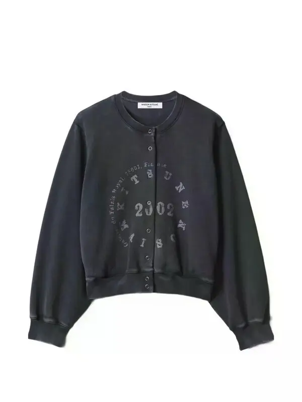 Maison Kitsuné Circle Stamp Logo-print Press-stud Sweatshirt - Black