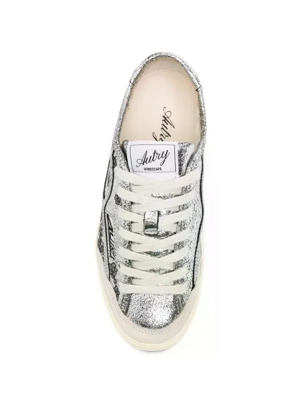 AUTRY Floral-print Crackled-leather Sneakers