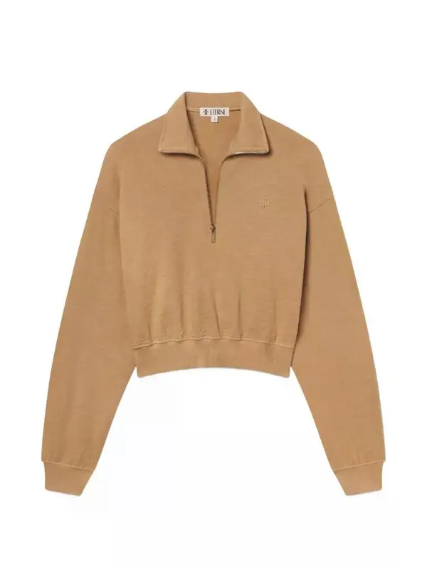 Eterne Half-zip Cropped Sweatshirt - Neutrals