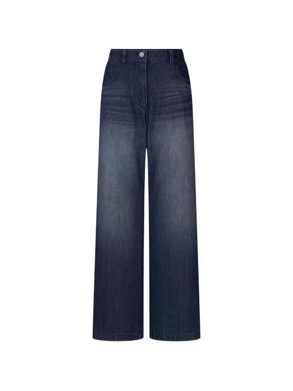 STUDIO TOMBOY Pinstriped Faded-effect Jeans - Blue
