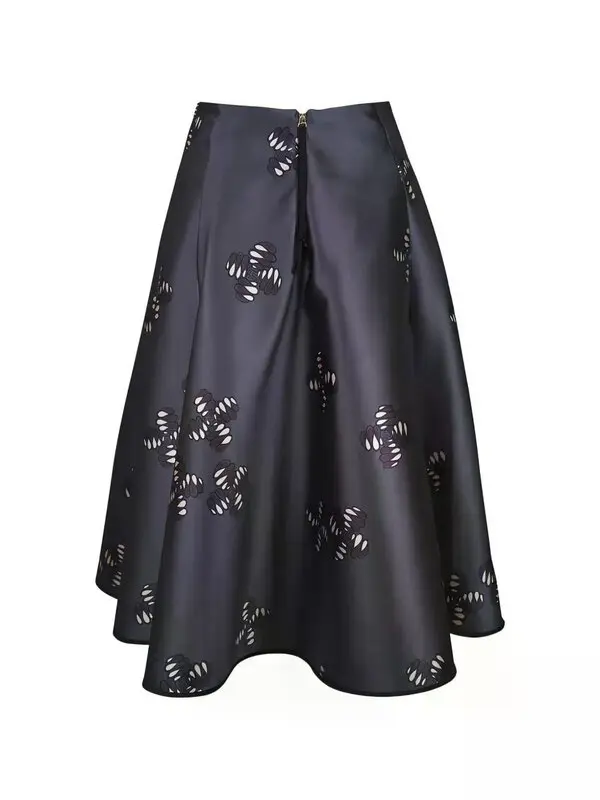 ODEEH Fancy Fans Shadow Flared Midi Skirt
