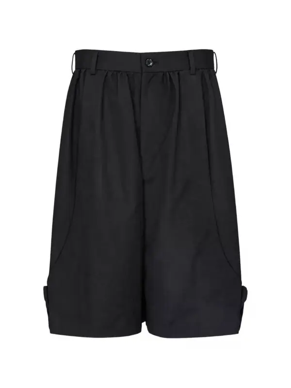Comme Des Garçons Pleated Wide-leg Shorts - Black