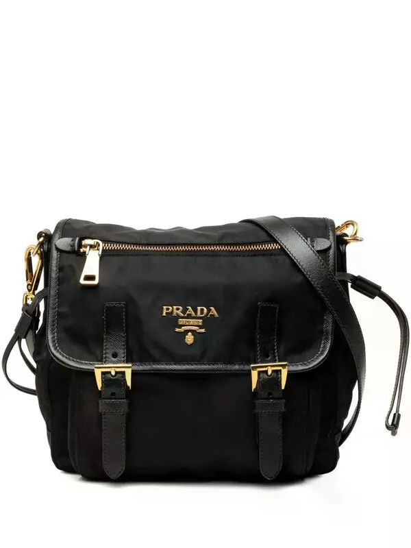 Prada 2000-2013 Tessuto Zip Double Buckle Messenger Bag Crossbody Bag