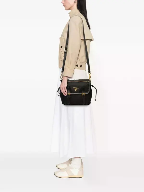 Prada 2000-2013 Tessuto Zip Double Buckle Messenger Bag Crossbody Bag