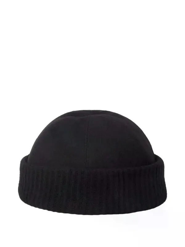 Loro Piana Cashmere Ribbed-trim Beanie Hat - Black
