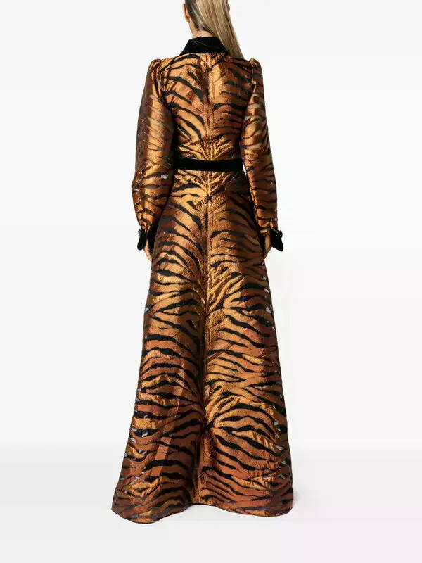 MIAU BY CLARA ROTESCU Keala Tiger-print Button-up Maxi Dress