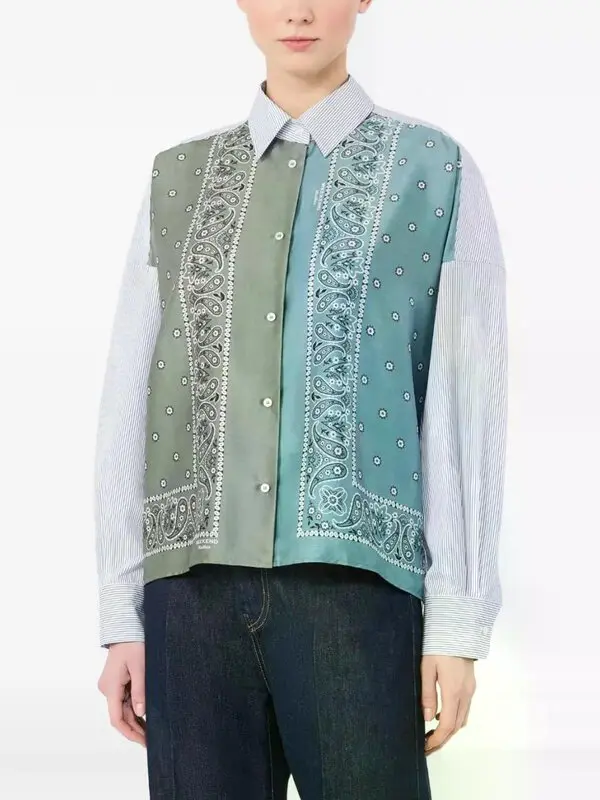 Max Mara Paisley-print Striped Shirt - Blue