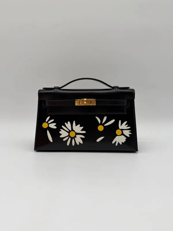 Hermès Kelly Marquete Noir/ Blanc/ Jaune De Naples Box Leather Gold Hardware - Multi