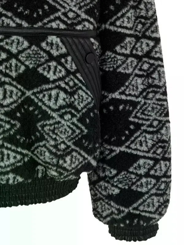 STUDIO TOMBOY Geometric-pattern Fleece Hooded Jacket - Black