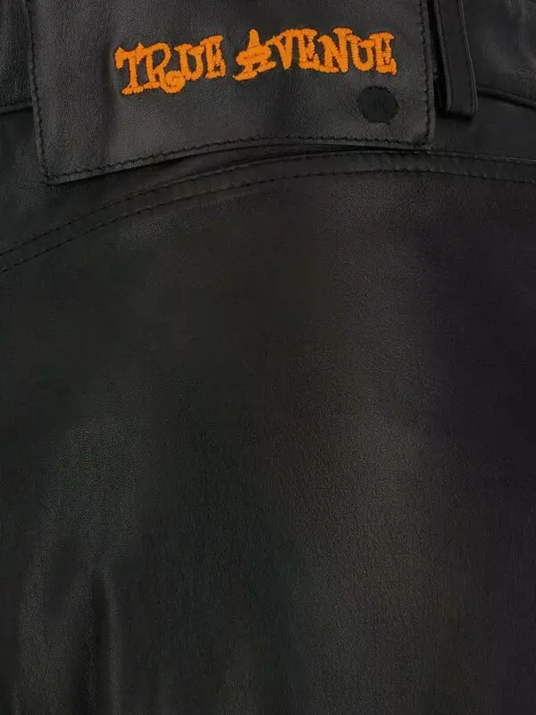 TRUE AVENUE Logo-patch Leather Trousers