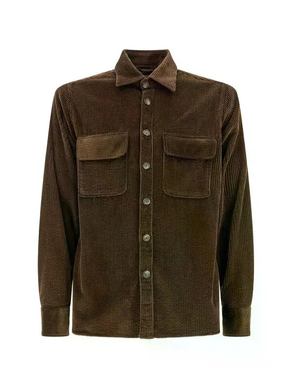 TINTORIA MATTEI 954 Corduroy-textured Shirt Jacket - Brown