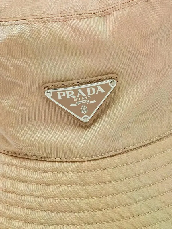 Prada Re-nylon Triangle Logo Bucket Hat - Neutrals