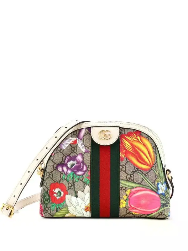 Gucci Ophidia Dome Shoulder Bag Flora Gg Coated Canvas Small Crossbody Bag - Multicolour
