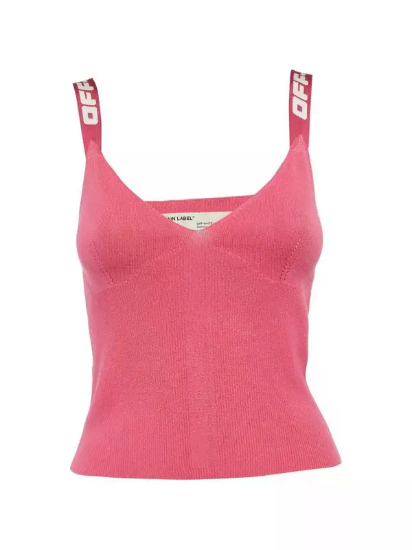 Off-White Logo-band Knitted Tank Top - Pink