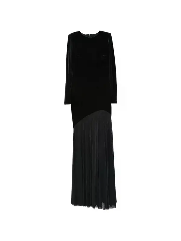 Chiara Boni La Petite Robe Velvet-effect Paneled Maxi Dress - Black
