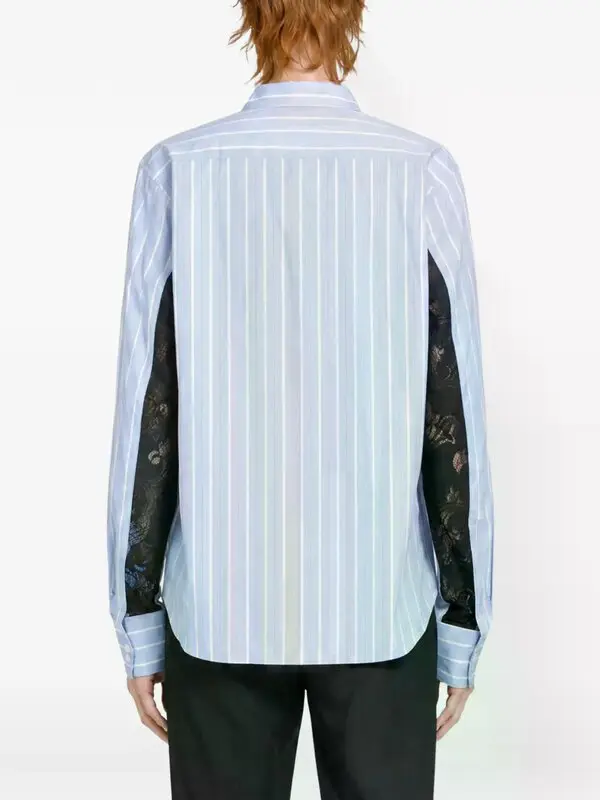 Comme Des Garçons Pinstripe Lace-panel Shirt