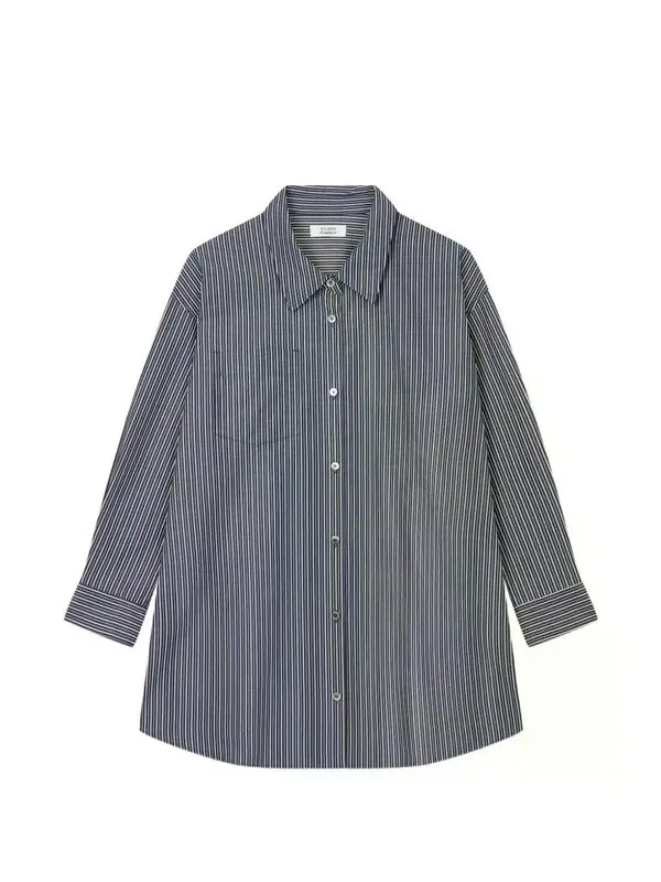 STUDIO TOMBOY Vertical-stripe Draped Shirt - Blue