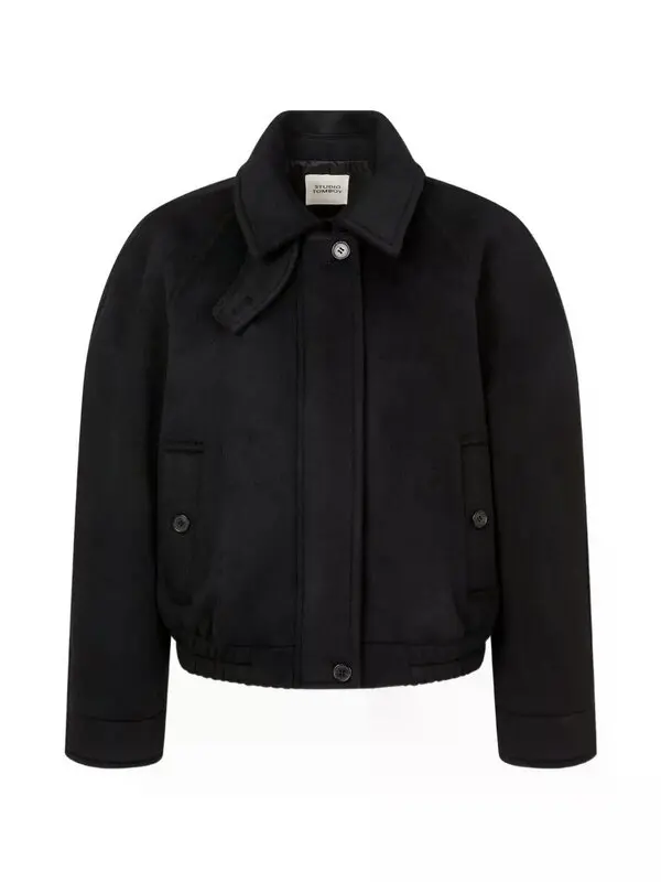 STUDIO TOMBOY Button-up Felted Bomber Jacket - Black