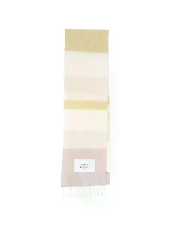 Maison Kitsuné Striped Fringed Scarf - Neutrals