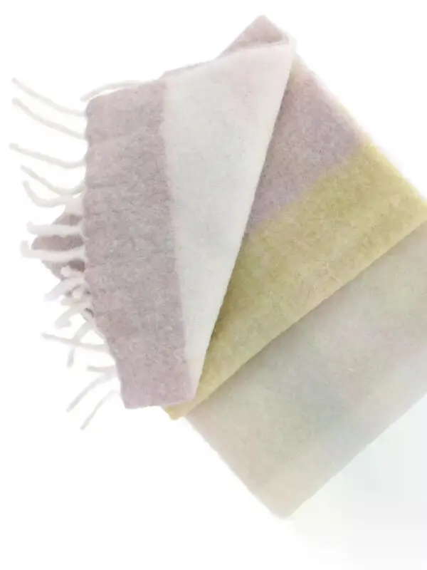 Maison Kitsuné Striped Fringed Scarf - Neutrals