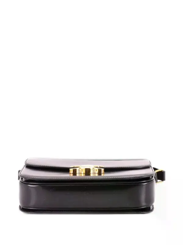 Celine Triomphe Shoulder Bag Smooth Calfskin Medium Crossbody Bag - Black