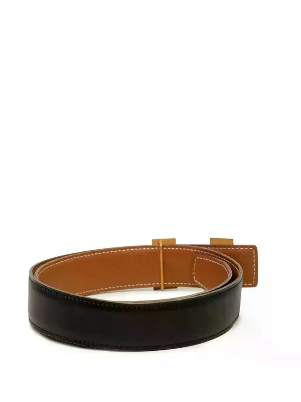 Hermès 1999 Box Calf And Courchevel Constance H Reversible Belt