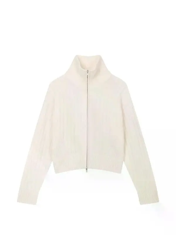 STUDIO TOMBOY Ribbed-knit Zip-up Cardigan
