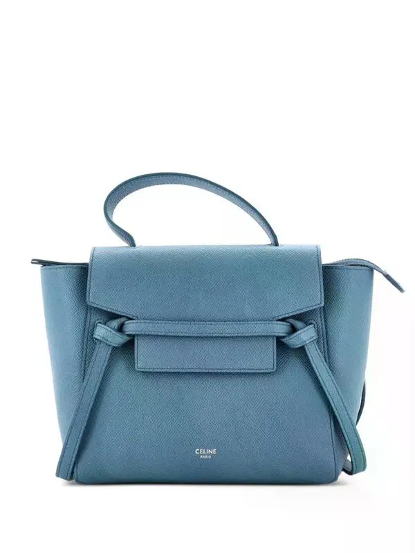 Celine Belt Bag Textured Leather Nano Shoulder Bag - Blue