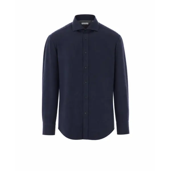 Brunello Cucinelli Chevron Flannel Shirt - Blue