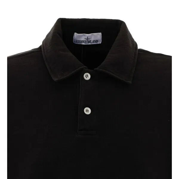 Stone Island Logo Long Sleeves Polo - Black