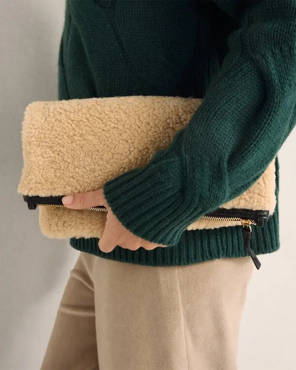 HAVEN WELL WITHIN Shearling Foldover Clutch