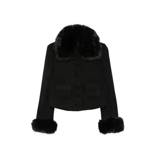 SELF-PORTRAIT Jackets Faux Fur & Shearling Jackets - Black