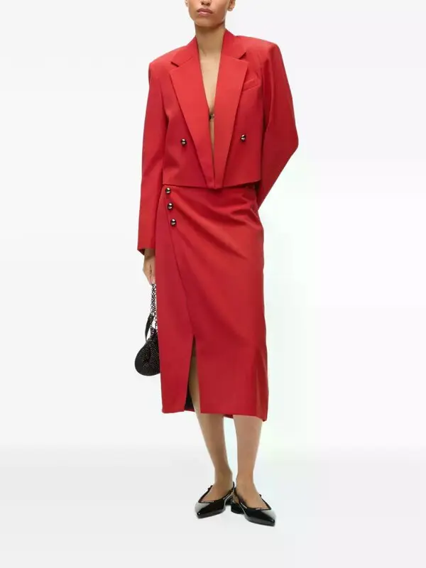 Karl Lagerfeld Tailored Wrap Midi Skirt - Red