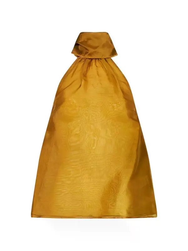 Retrofete Halterneck Sheer-finish Top - Yellow