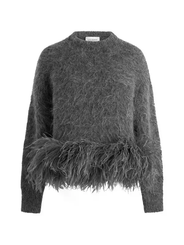 16Arlington Dovico Feather-trim Sweater - Grey