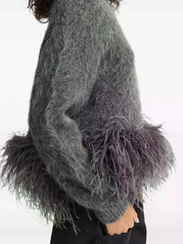 16Arlington Dovico Feather-trim Sweater - Grey