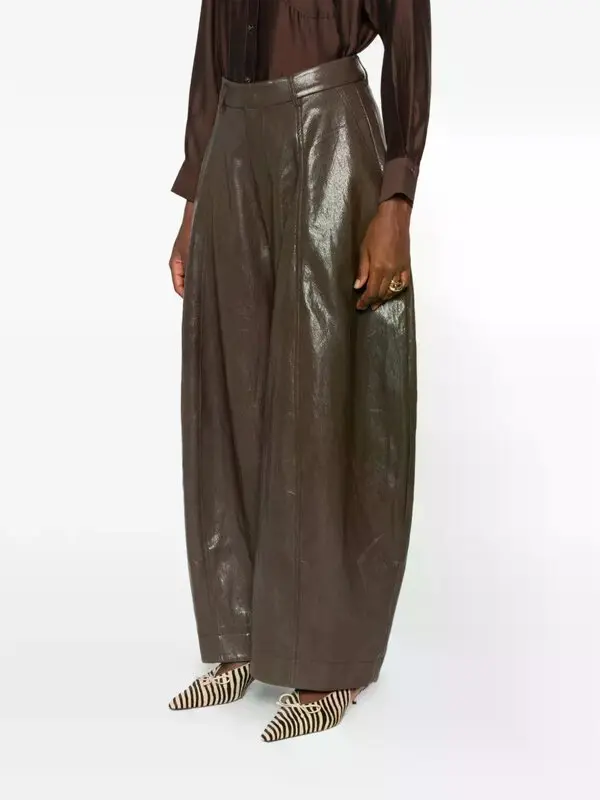 ELEH Glossy-finish Wide-leg Trousers