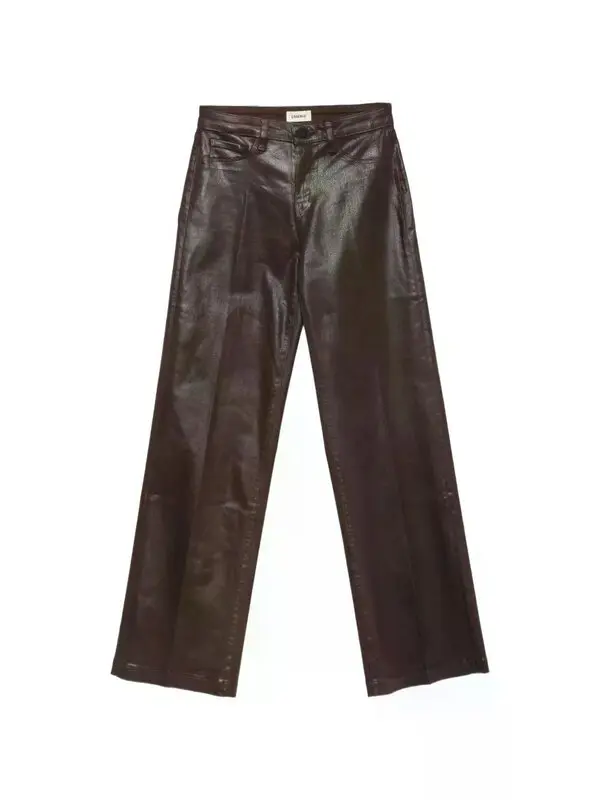 L'Agence Coated Wide-leg Trousers - Brown